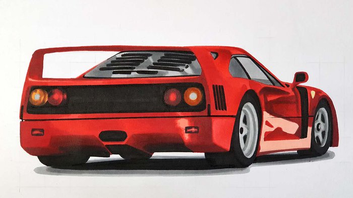 How to Draw a Ferrari F40 | Easy and Realistic Step-by-Step Tutorial