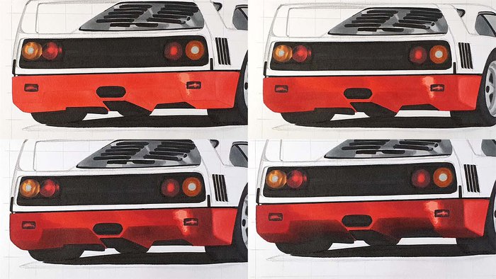 How to Draw a Ferrari F40 | Easy and Realistic Step-by-Step Tutorial