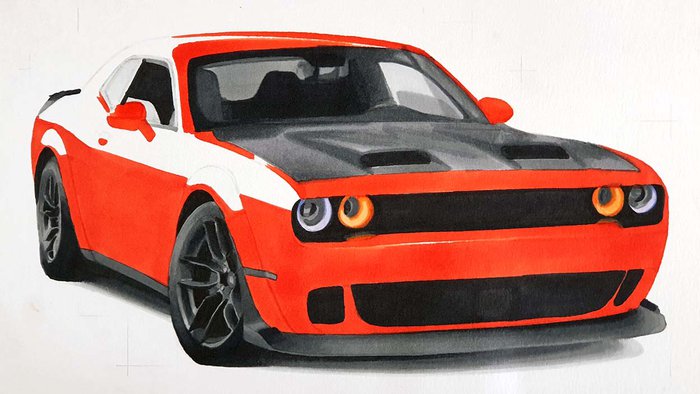 How to Draw a Dodge Challenger SRT Hellcat | Easy Step-by-Step Tutorial
